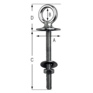 Stainless steel eye bolt thread ø10mm l100mm